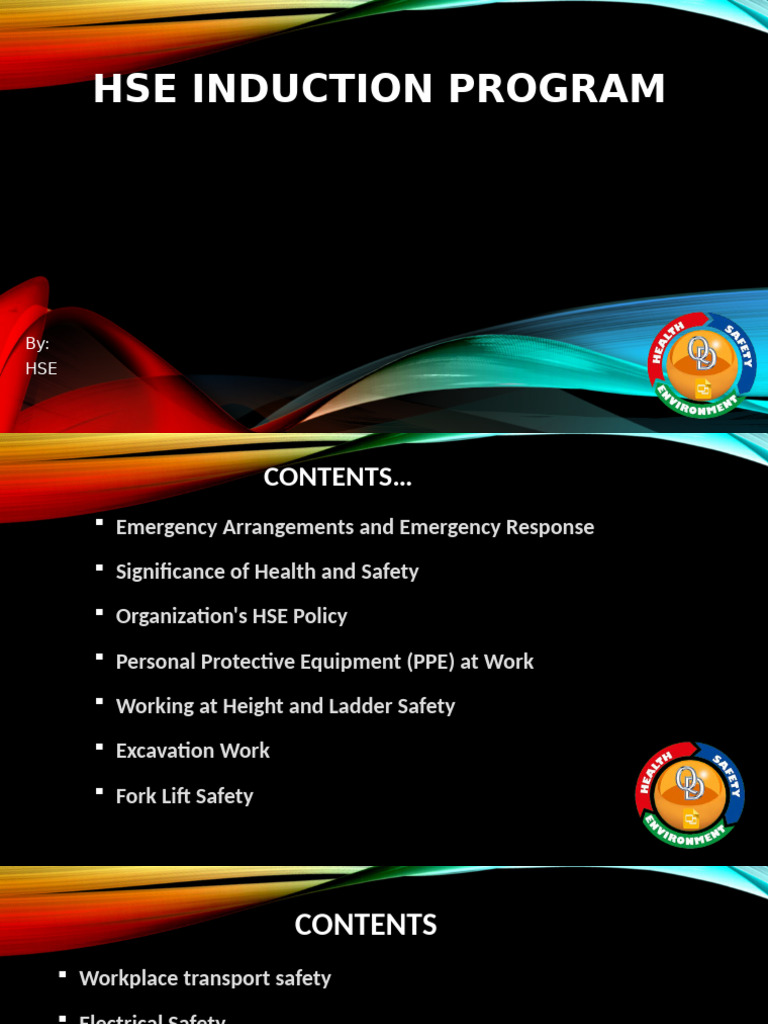 Hse Induction Program | PDF | Personal Protective Equipment | Occupational Safety And Health