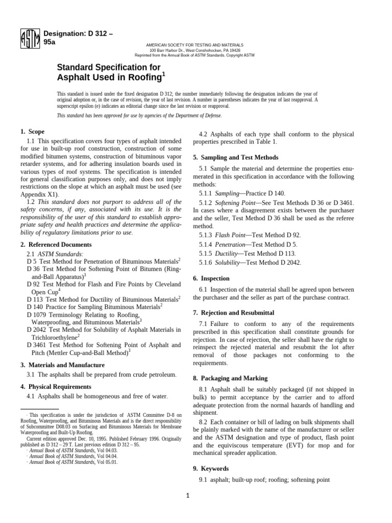 ASTM D 312 | PDF | Roof