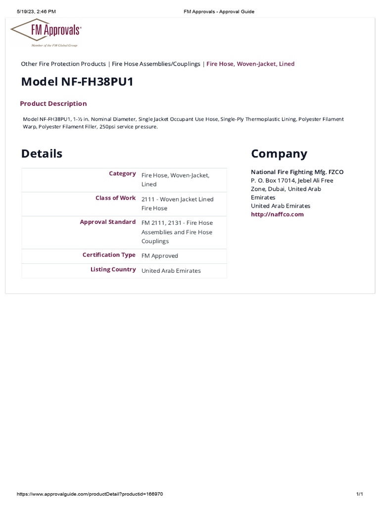 FM Approval Certificate | PDF