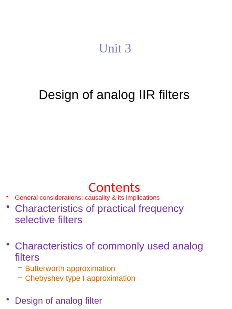 Analog IIR Filter Design Techniques | PDF | Signal Processing ...