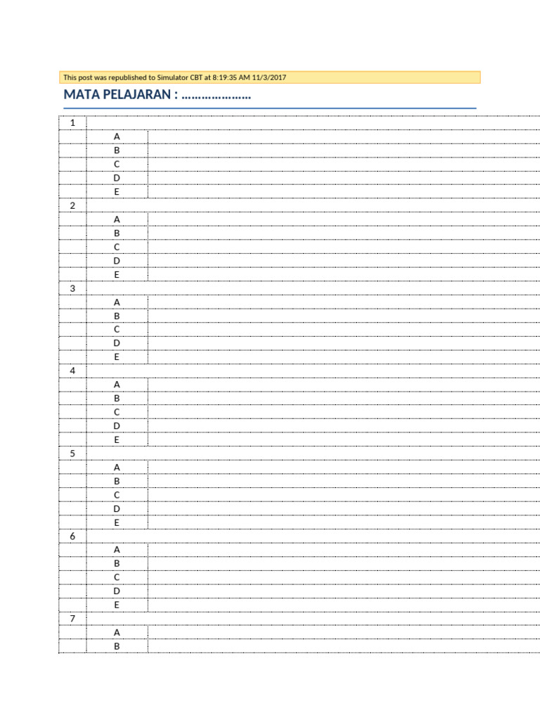 Template Soal MaPel.... | PDF
