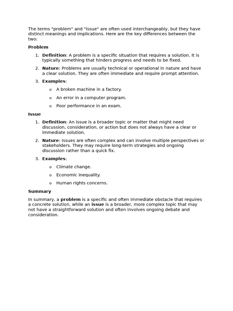 Problem and Issue Definition | PDF