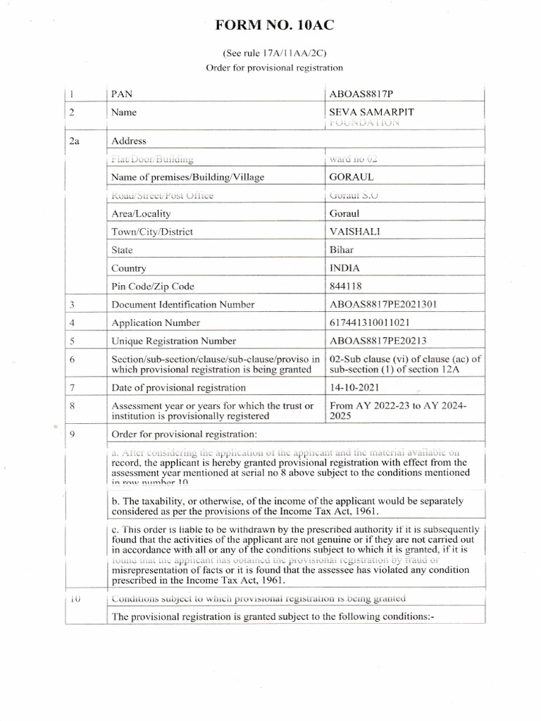 12A 80G Certificate | PDF | Taxes | Tax Exemption