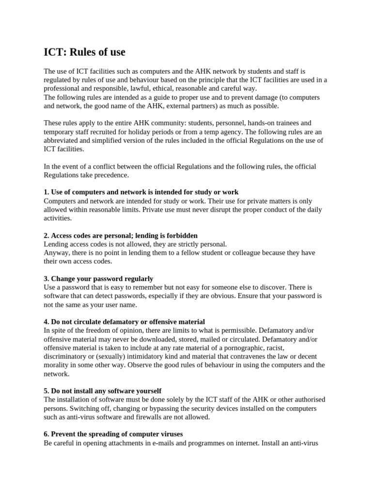 ICT: Rules of Use | PDF | Computer Security | Security