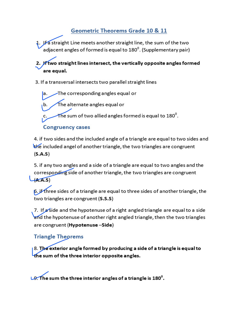 Geometric Theorems | PDF | Circle | Triangle