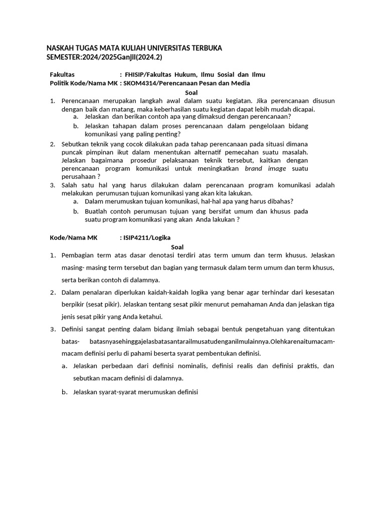Naskah Tugas Mata Kuliah | PDF