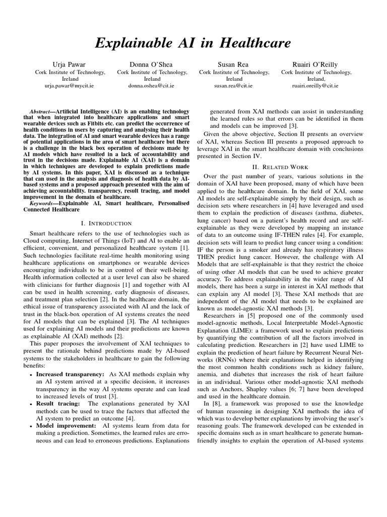 Explainable AI in Healthcare | PDF | Artificial Intelligence | Intelligence (AI) & Semantics