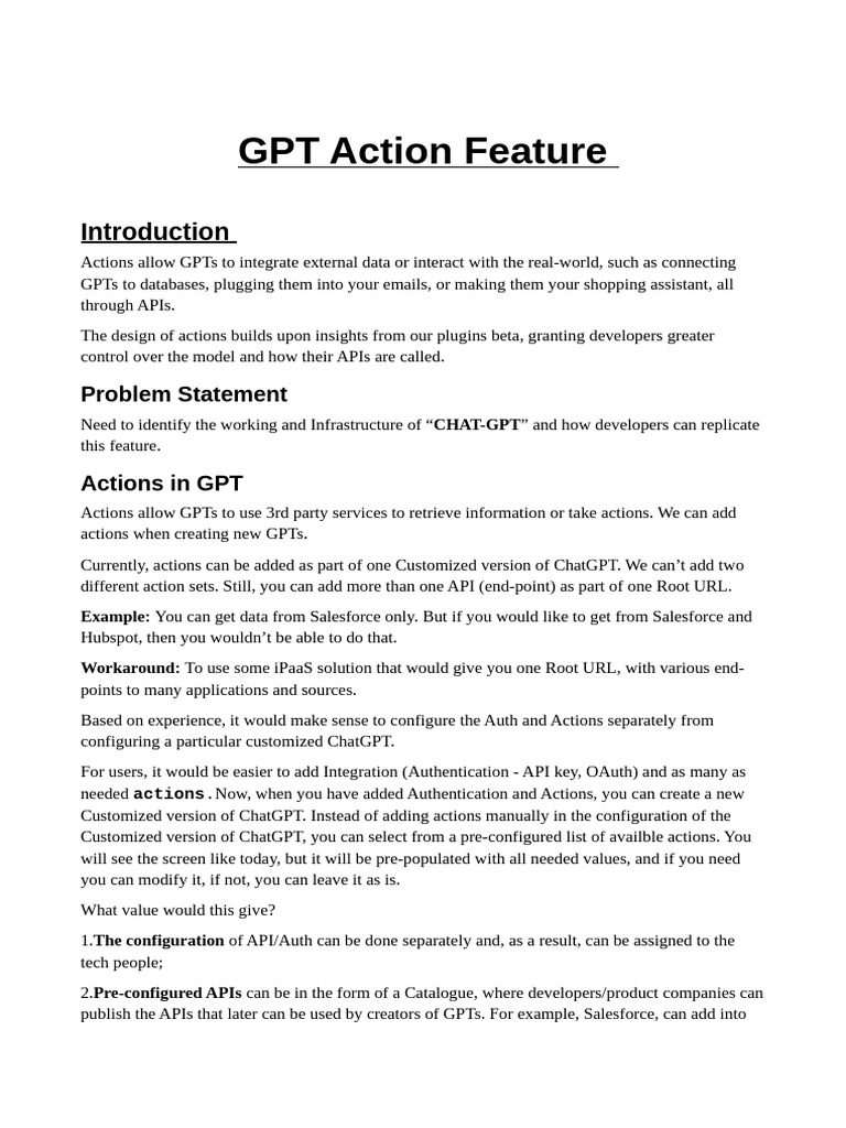GPT Action Feature | PDF | Computer Science | Information Technology Management