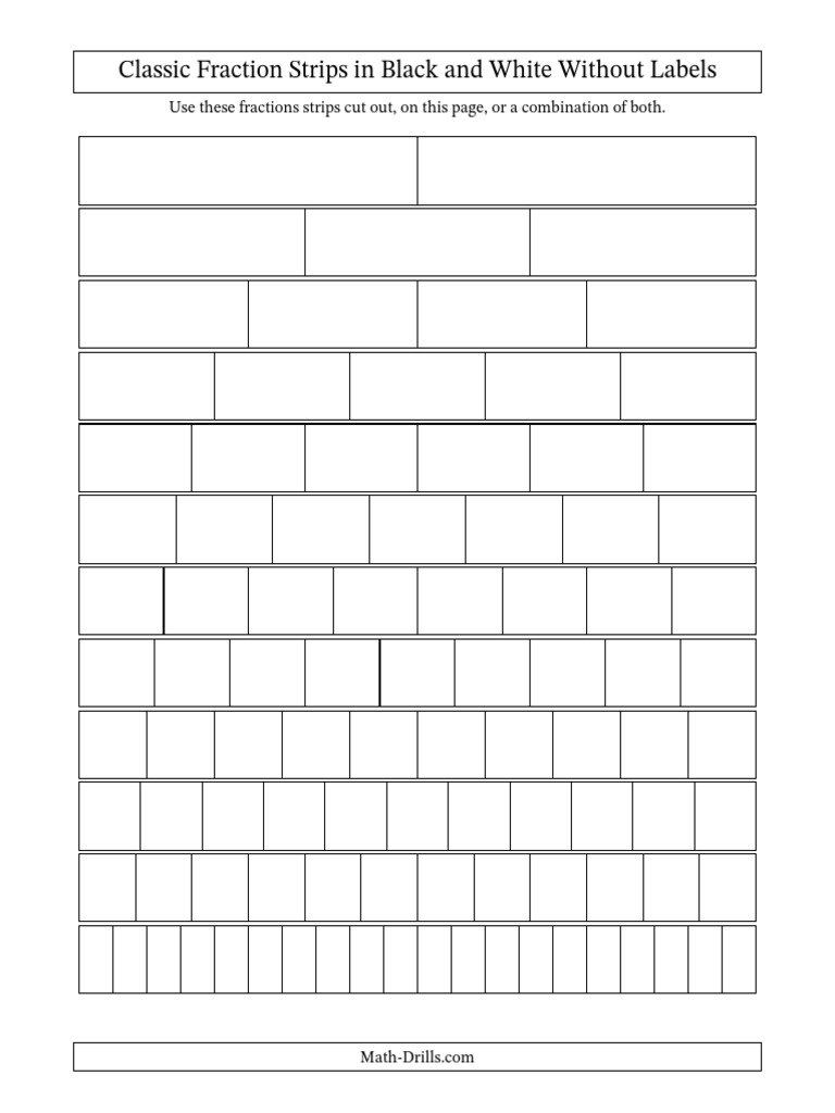 Unlabeled Fraction Strips for Kids | PDF