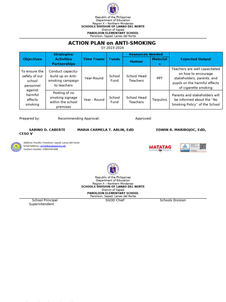 Anti Smoking Action Plan | PDF | Herbal And Fungal Stimulants | Smoke