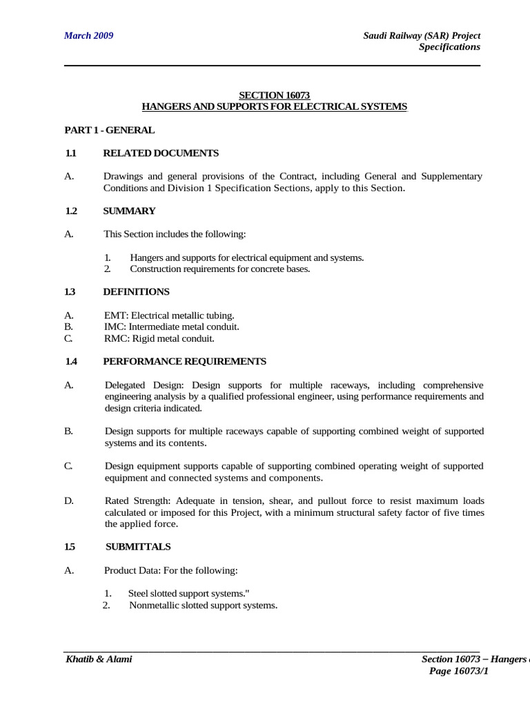 Hangers and Supports For Electrical Systems | PDF | Screw | Concrete