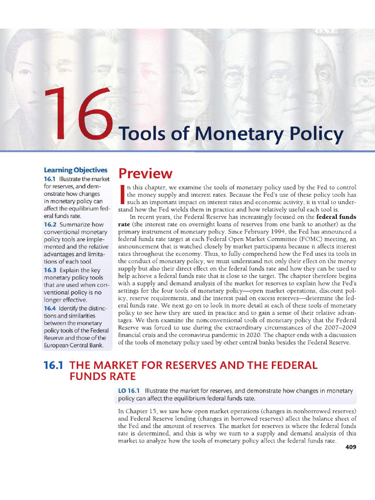 Chapter 16 Tools of Monetary Policy | PDF