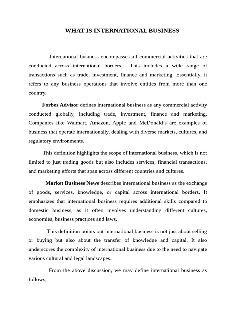 Meaning of International Business | PDF | Marketing | Market (Economics)