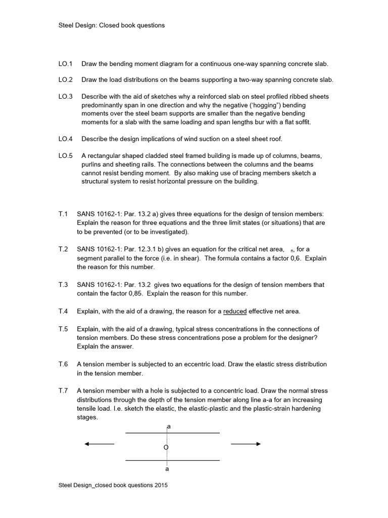 Steel Design - Closed Book Questions 2015 | PDF | Bending | Beam ...