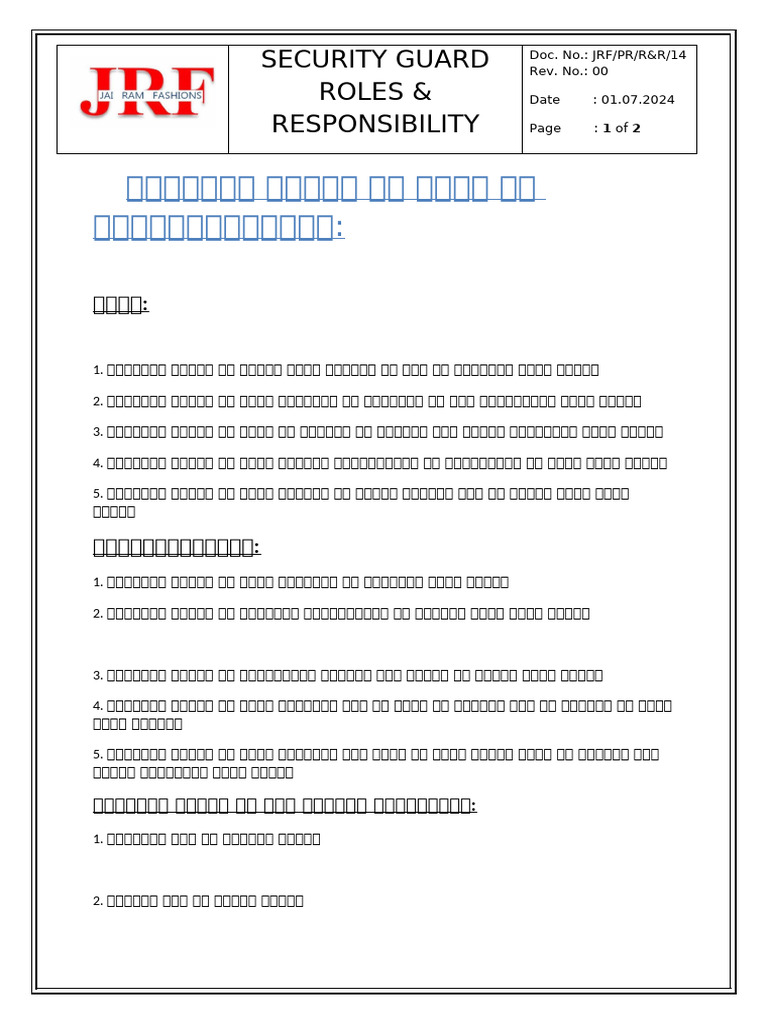 Security Guard Ruls and Responsiblety | PDF