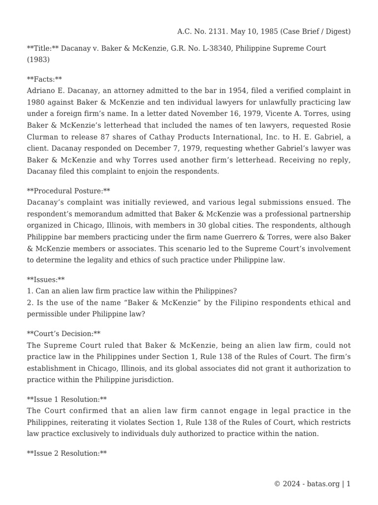Dacanay vs. MC Kenzie | PDF | Complaint | Lawyer