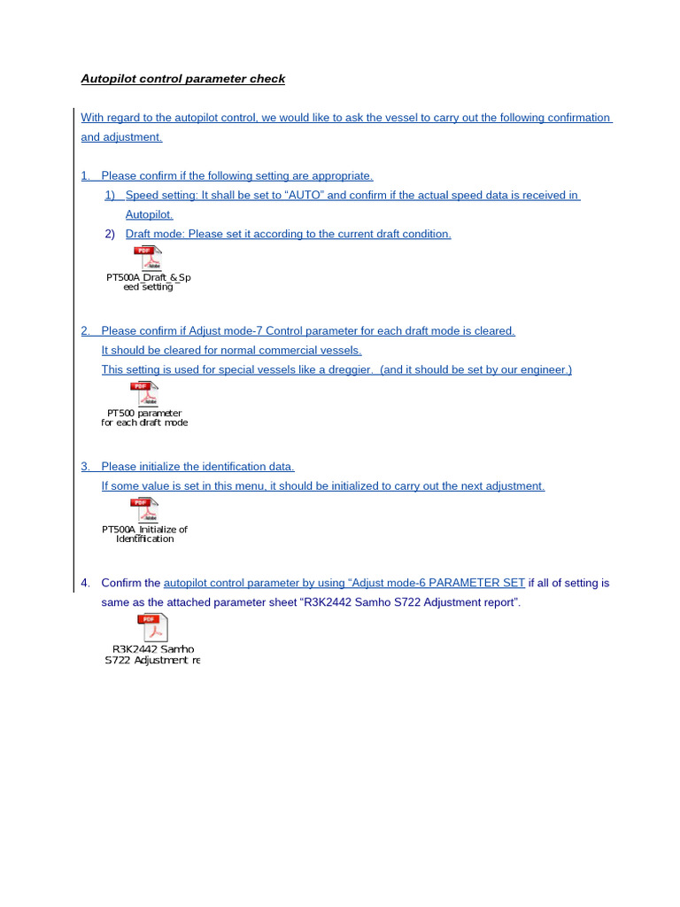 Autopilot Control Parameter Checklist | PDF | Finance & Money Management