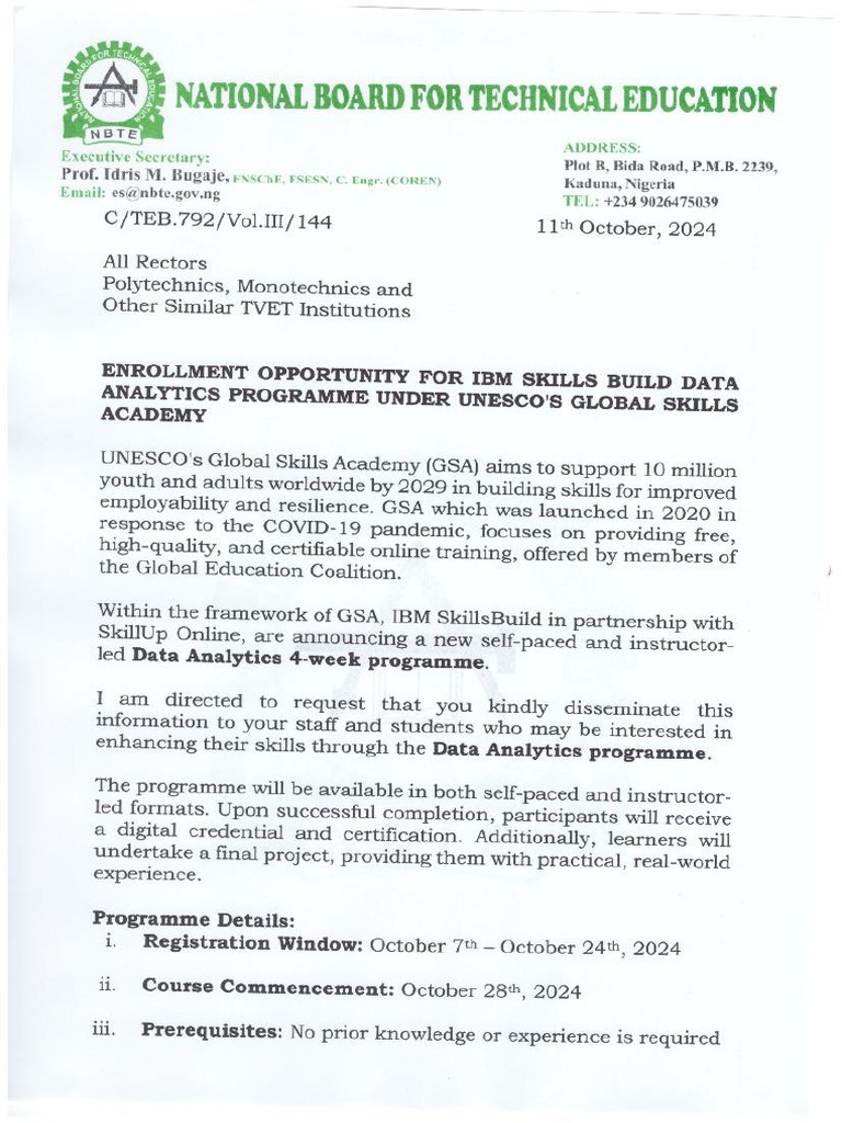 IBM SkillBuild Enrollment Opportunity | PDF