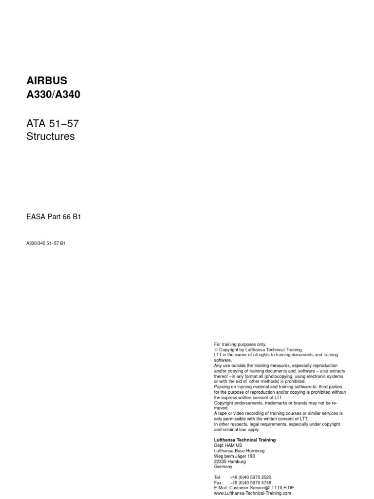 A330/A340 Airbus: ATA 51 57 Structures | PDF | Fuselage | Beam (Structure)