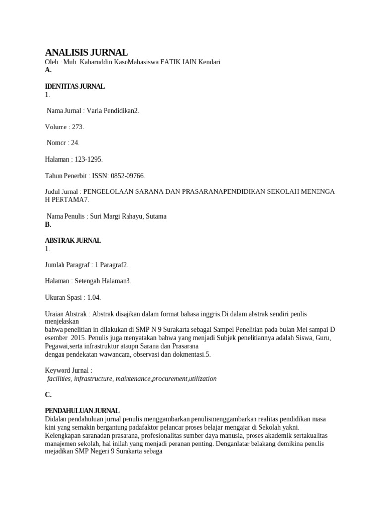 Contoh Analisis Jurnal | PDF