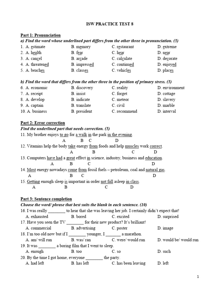 ISW Practice Test 8 | PDF