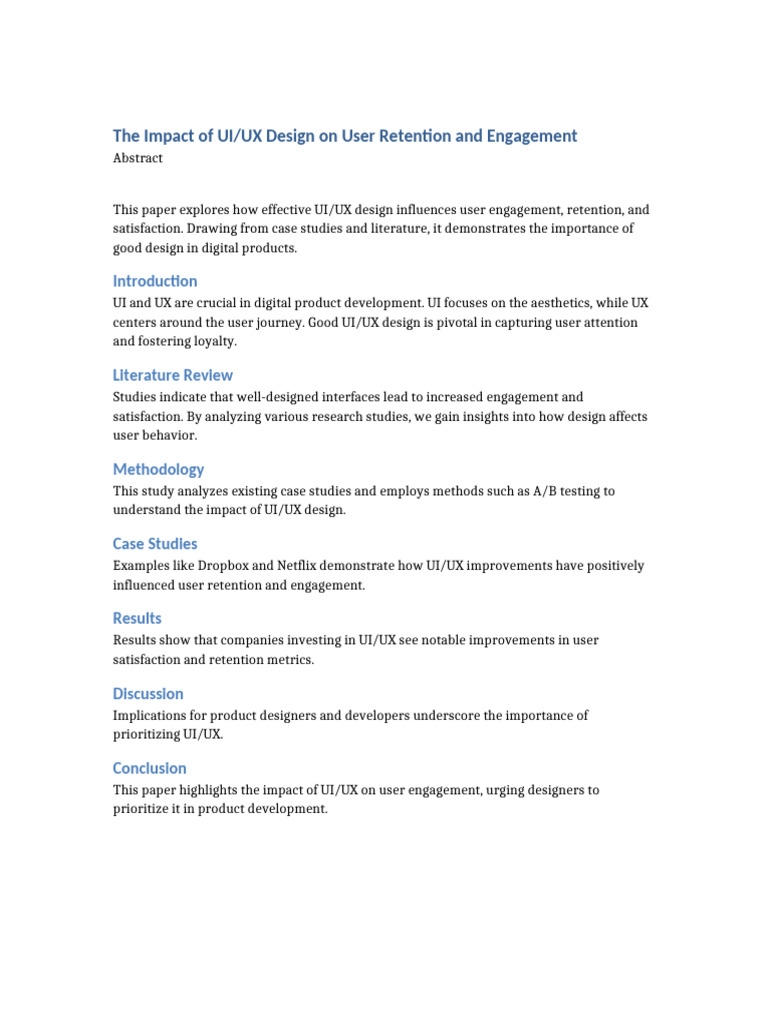 Impact of UI UX On User Retention and Engagement | PDF | Art