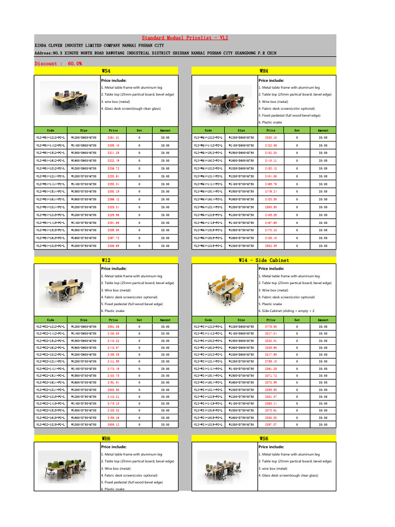VLI Pricelist-Workstation | PDF | Desk | Materials Science