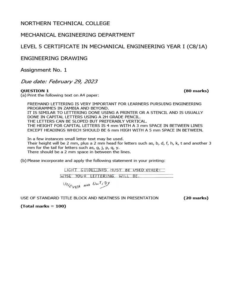 Engineering Drawing Assignment Guide | PDF | Technology & Engineering