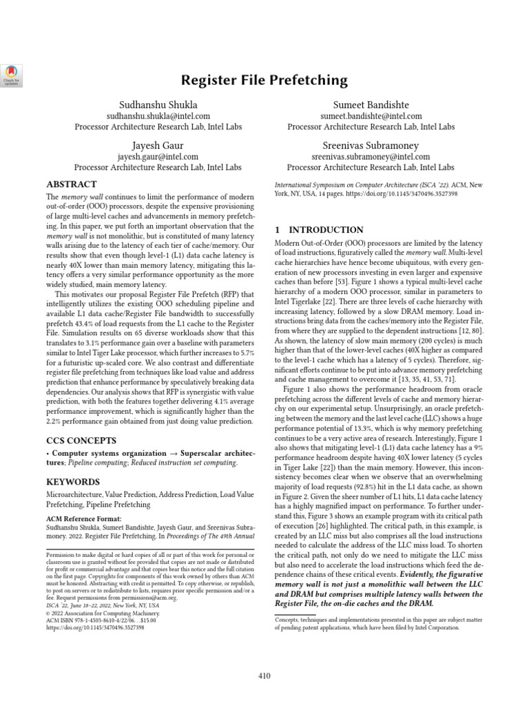 Register File Prefetching | PDF | Cpu Cache | Central Processing Unit