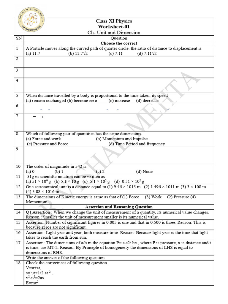 Ws-Unit and Dimension | PDF | International System Of Units | Force