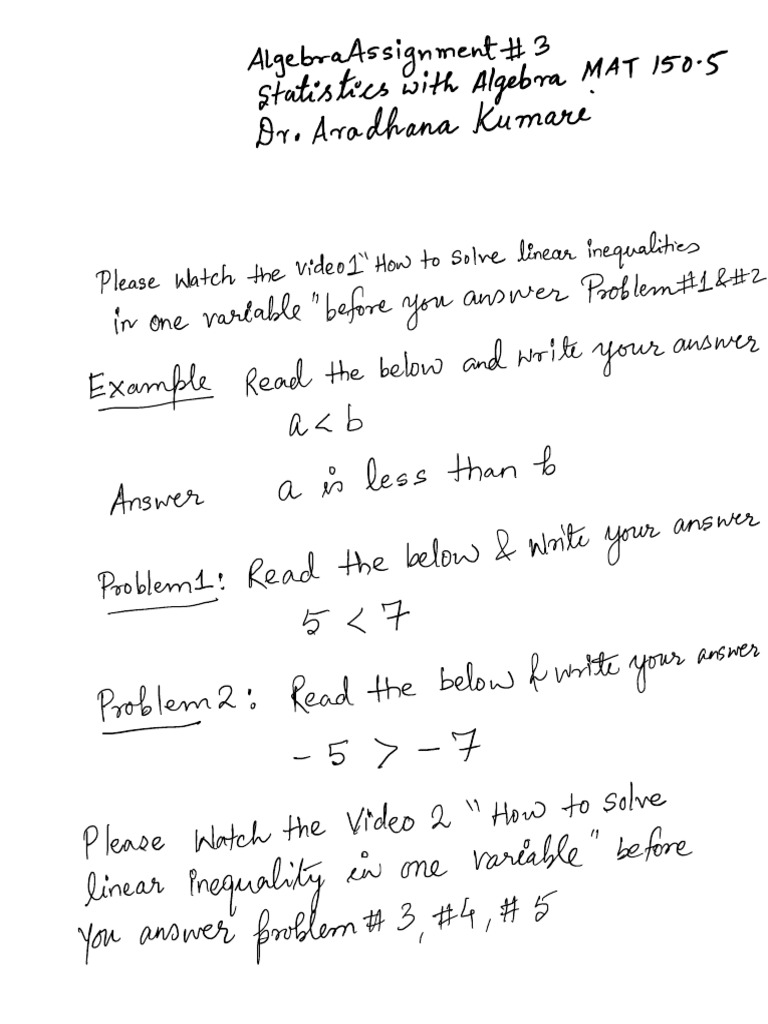 Algebra Assignment 3 | PDF