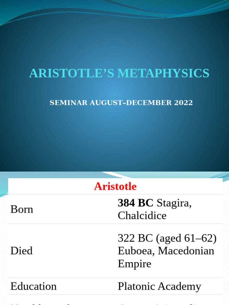 Aristotle's Metaphysics Explained | PDF | Metaphysics | Aristotle