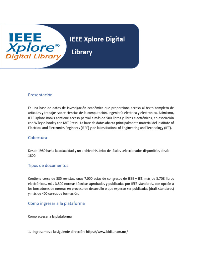 Acceso a IEEE Xplore para Investigación | PDF | Instituto de Ingenieros Eléctricos y ...