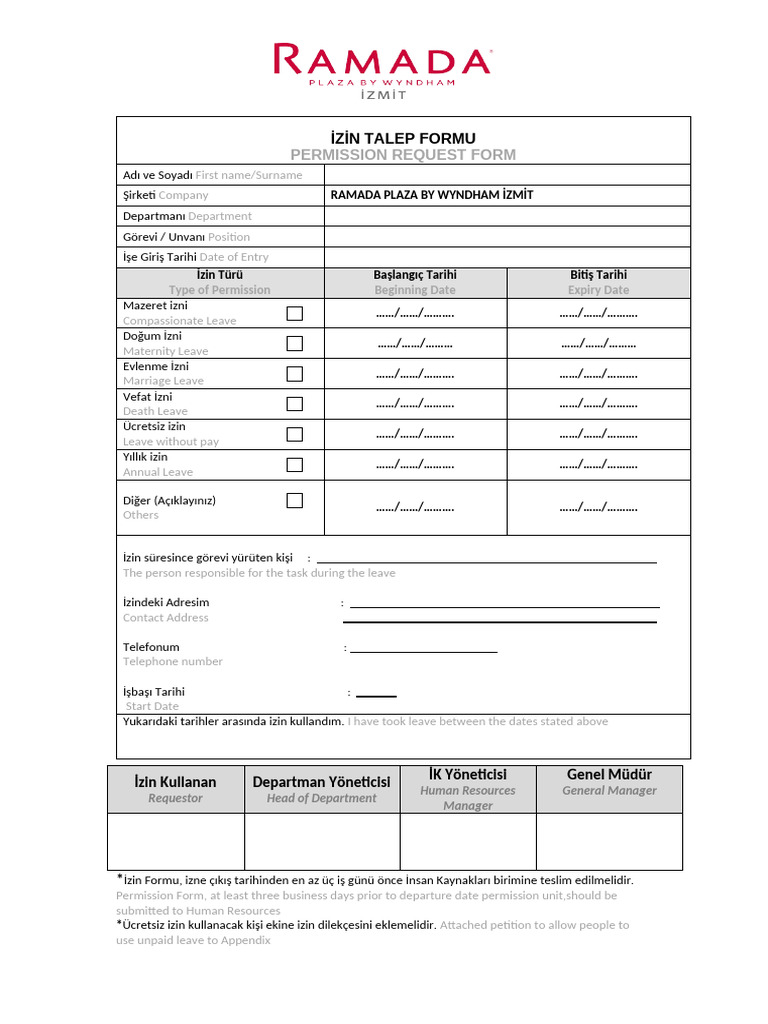 Izin Talep Formu | PDF