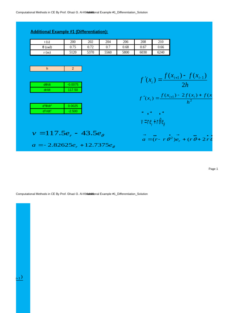 Computational Methods in CE - Additional Example #1 - Differentiation - Worksheet - Protected ...