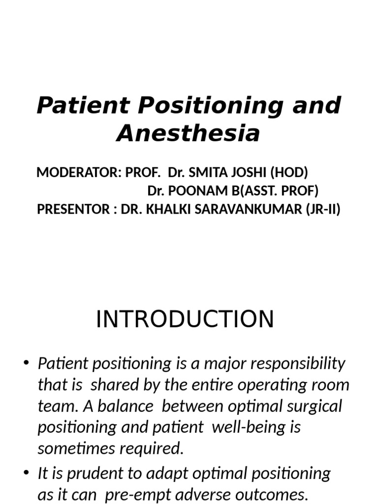 Patient Positioning and Anesthesia | PDF | Anatomical Terms Of Motion ...