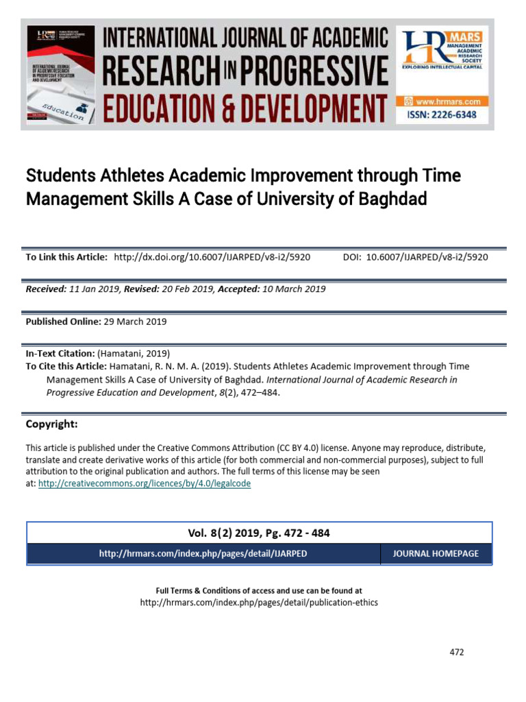 Students Athletes Academicimprovement Through Time Management Skills A ...
