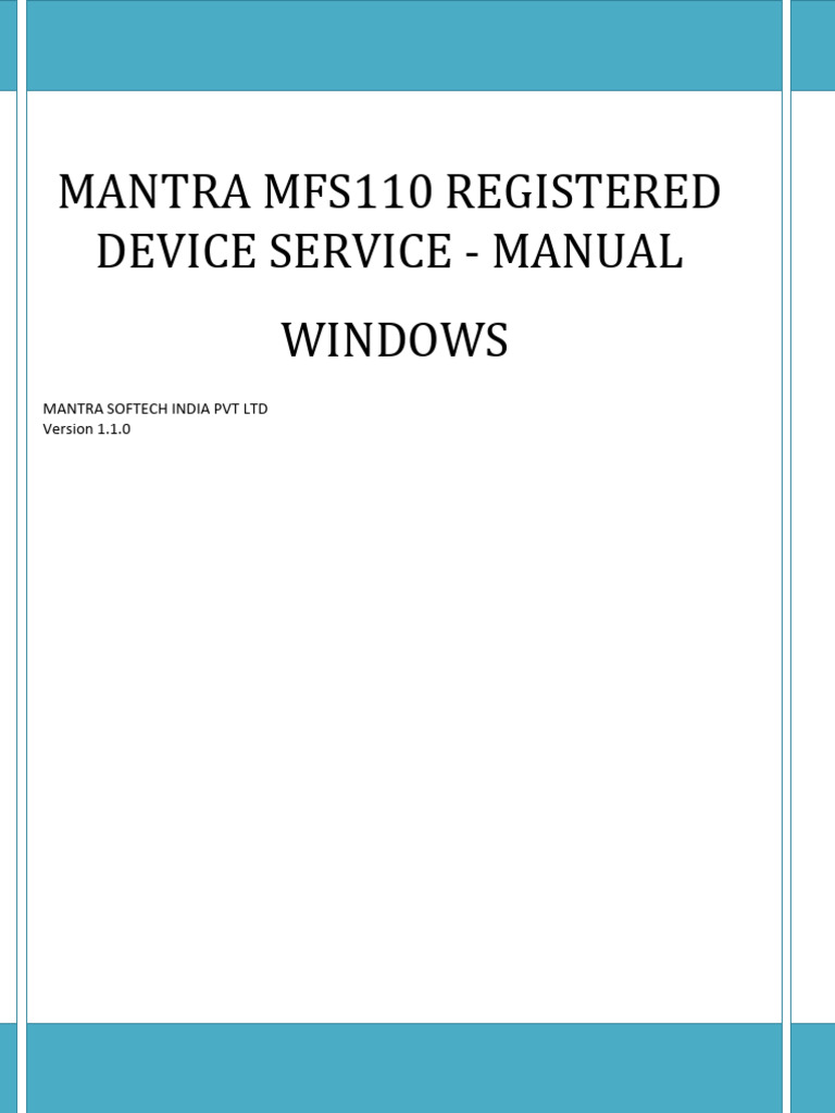 Mantra MFS110 RD Service Manual Windows 1.1.0 | PDF | Proxy Server ...