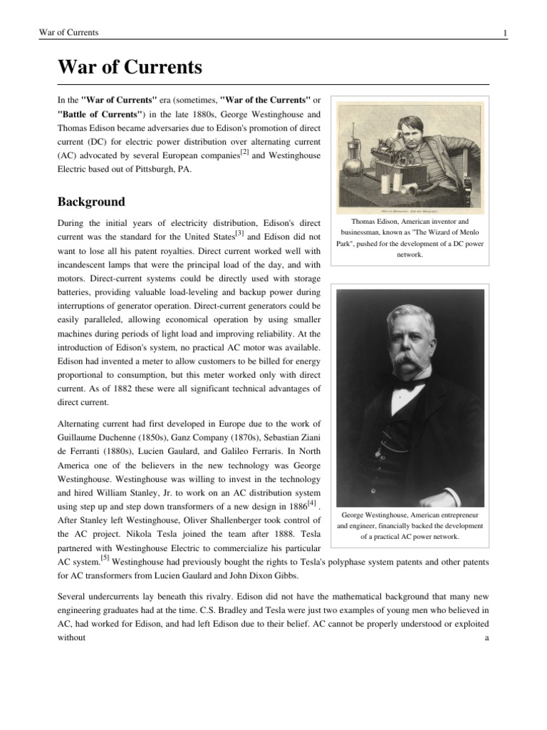 War of Currents | PDF | Alternating Current | Electric Power Distribution