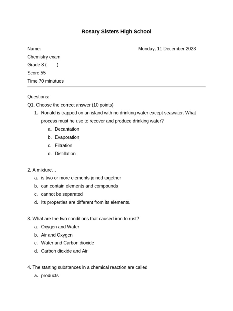Midterm 8th Grade | PDF | Atoms | Oxide