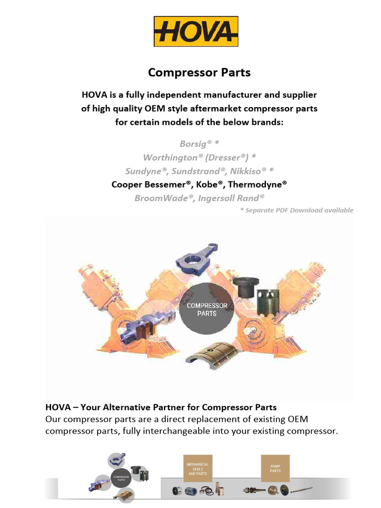 HOVA Parts For Cooper Bessemer Compressors | PDF | Piston | Screw