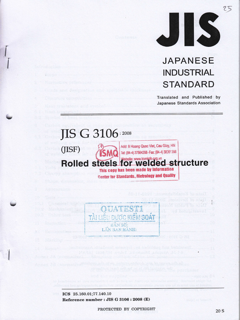 Jis G 3106-2008 (Jisf) | PDF | Yield (Engineering) | Heat Treating
