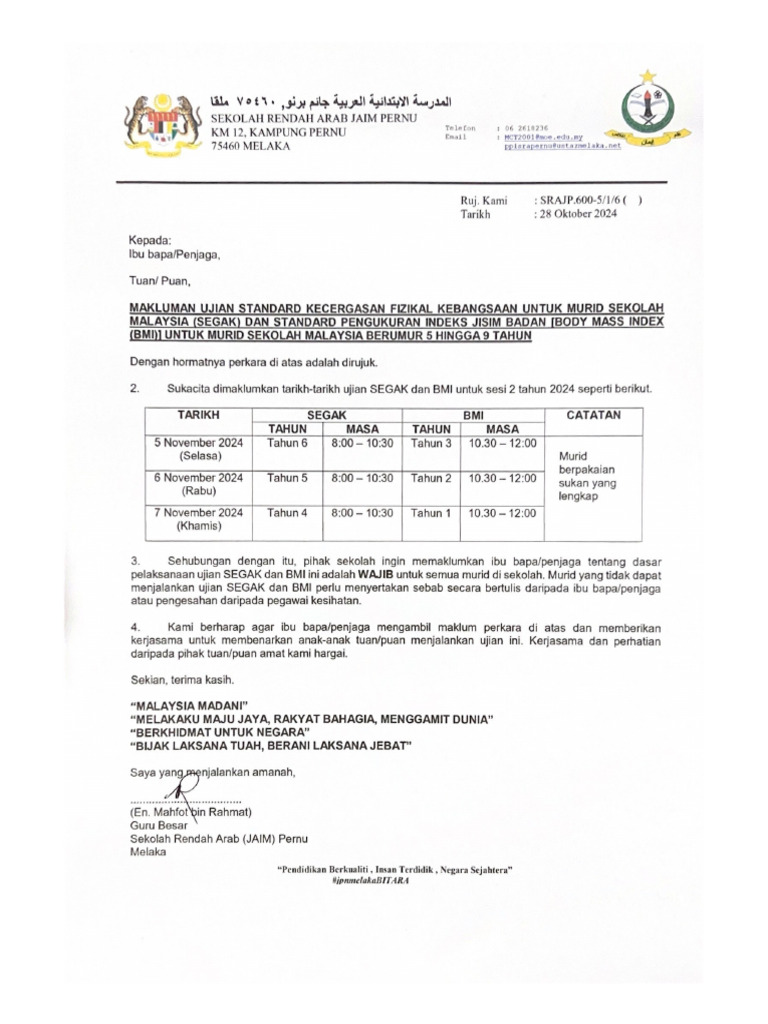Makluman Segak & Bmi Sesi 2 | PDF
