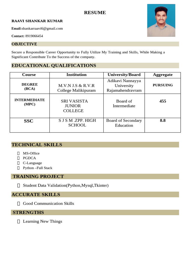 Shankar Kumar Resume | PDF