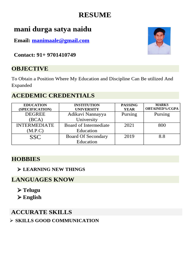 Mani Kumar Resume | PDF