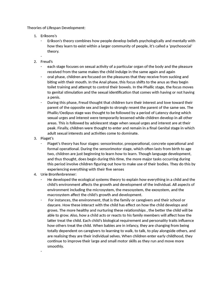 Theories of Lifespan Development | PDF | Human Development | Psychology