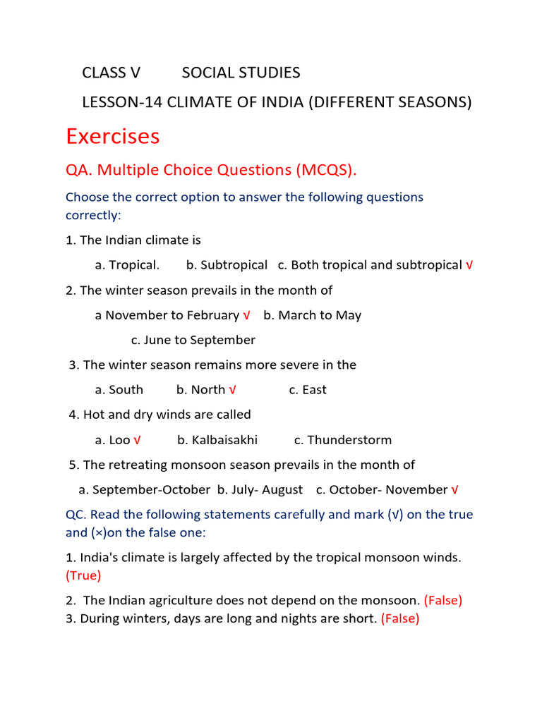 Lesson-14 Social Studies | PDF | Monsoon | Earth Sciences