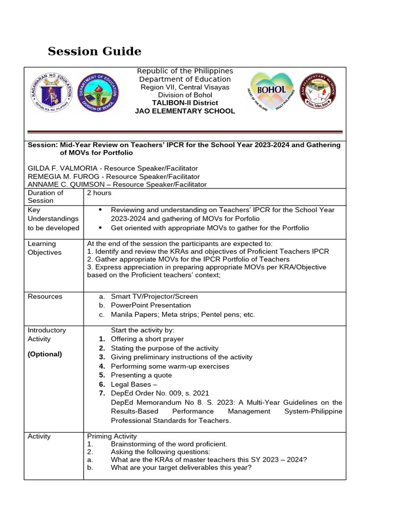 Mid-Year IPCR Review & MOV Gathering | PDF | Learning | Human Communication