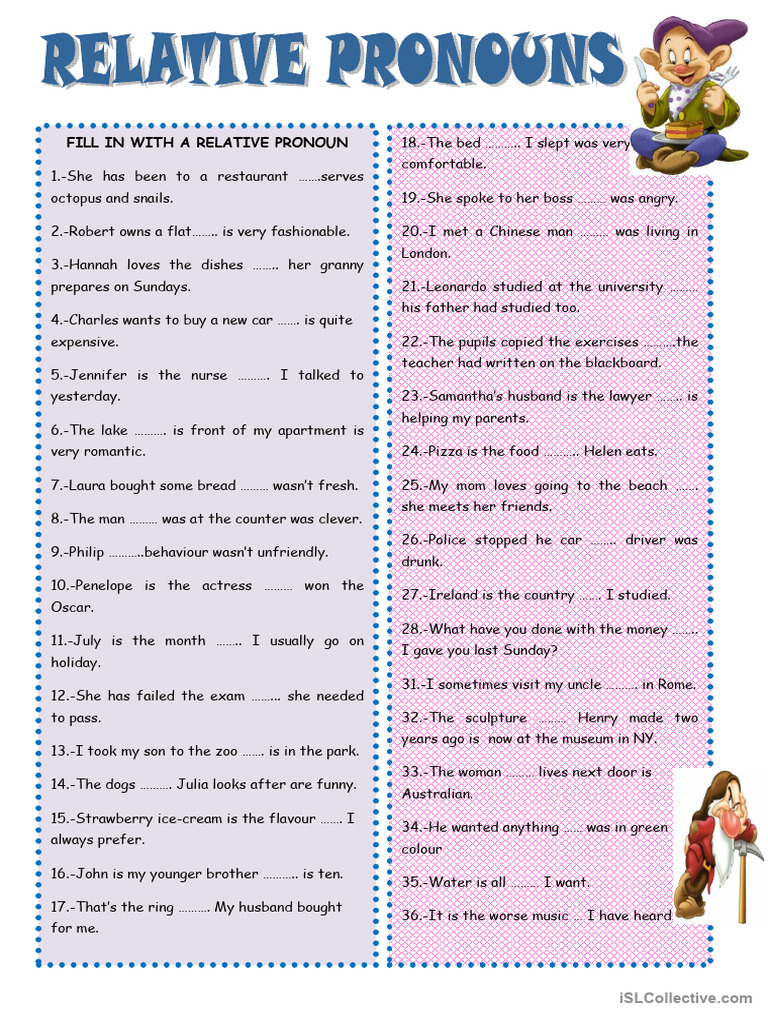 English Relative Pronoun Exercise | PDF | Art