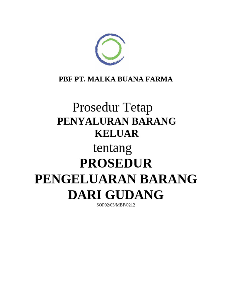 Prosedur Pengeluaran Barang Gudang PBF | PDF